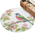 Bird Area Rugs 3' (Round) Spring Pink Flower Floor Rug Non Slip Low ...