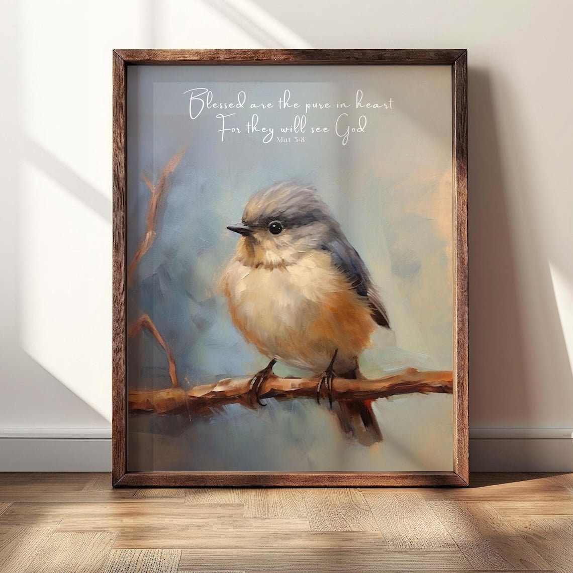Bird Art Print, Matthew Five Bible Verse, Unframed Paper Poster 24x36in ...