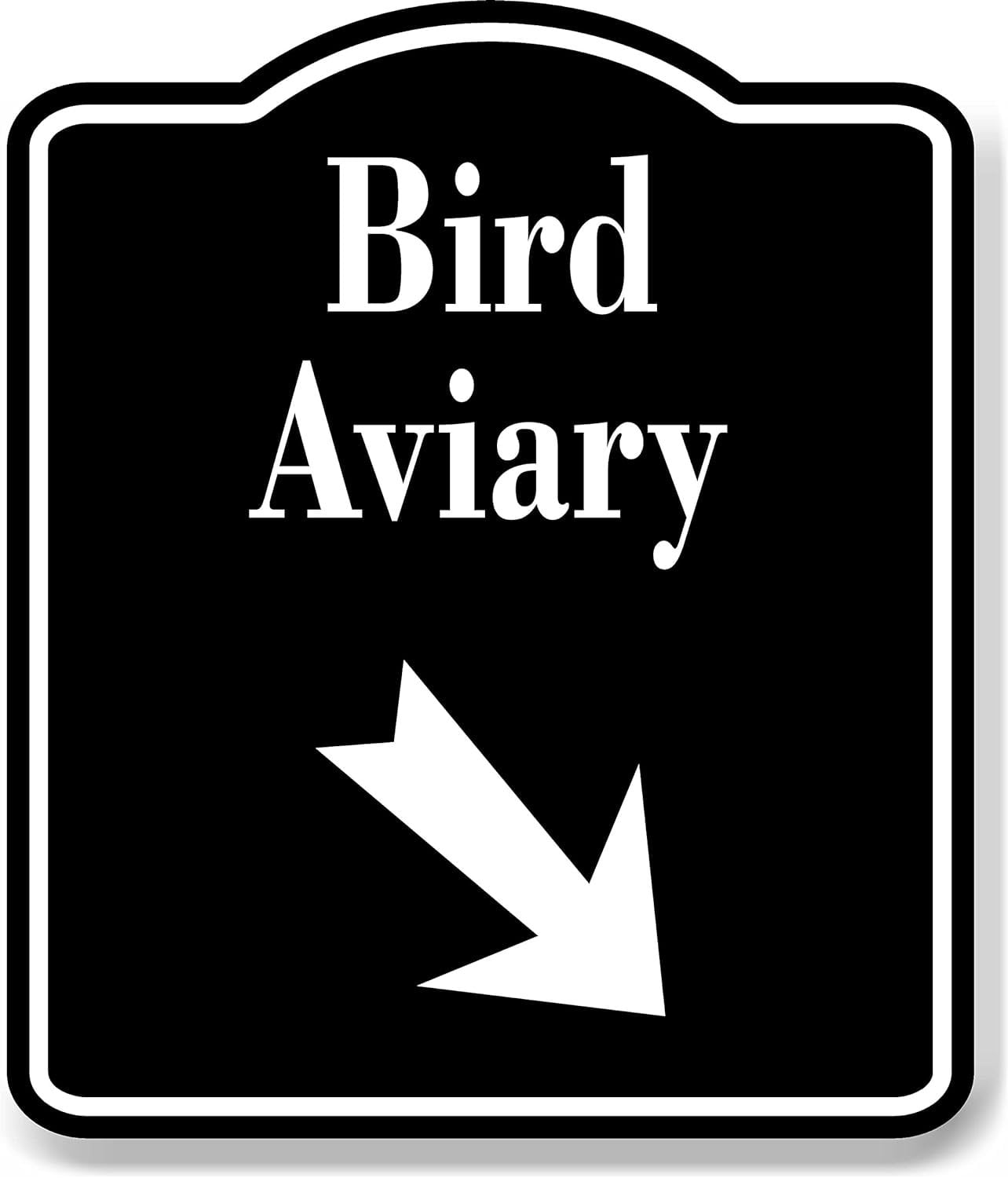 Bird Aviary Zoo 45 Degree Down Right Arrow BLACK Aluminum Composite ...