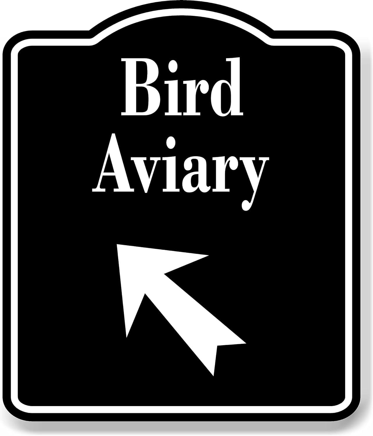 Bird Aviary Zoo 45 Degree up Left Arrow BLACK Aluminum Composite Sign ...