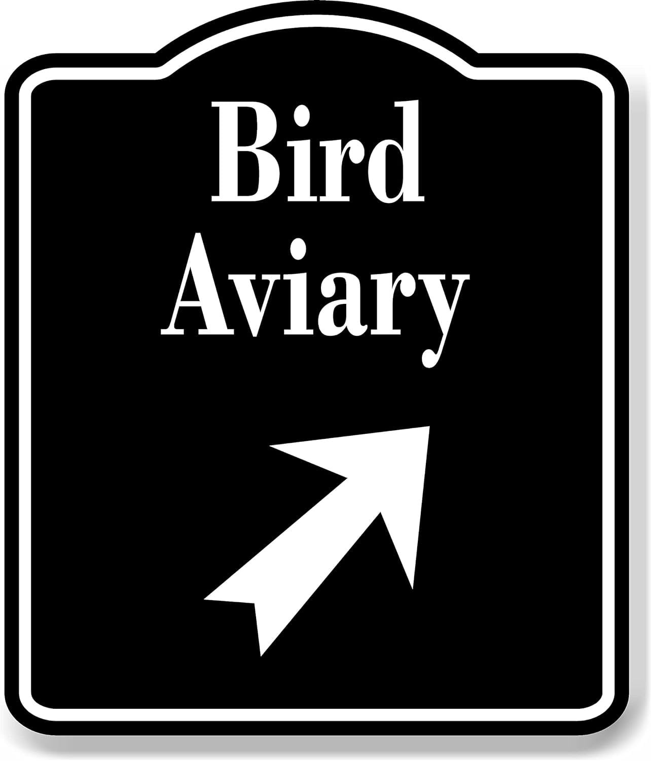 Bird Aviary Zoo 45 Degree up Right Arrow BLACK Aluminum Composite Sign ...