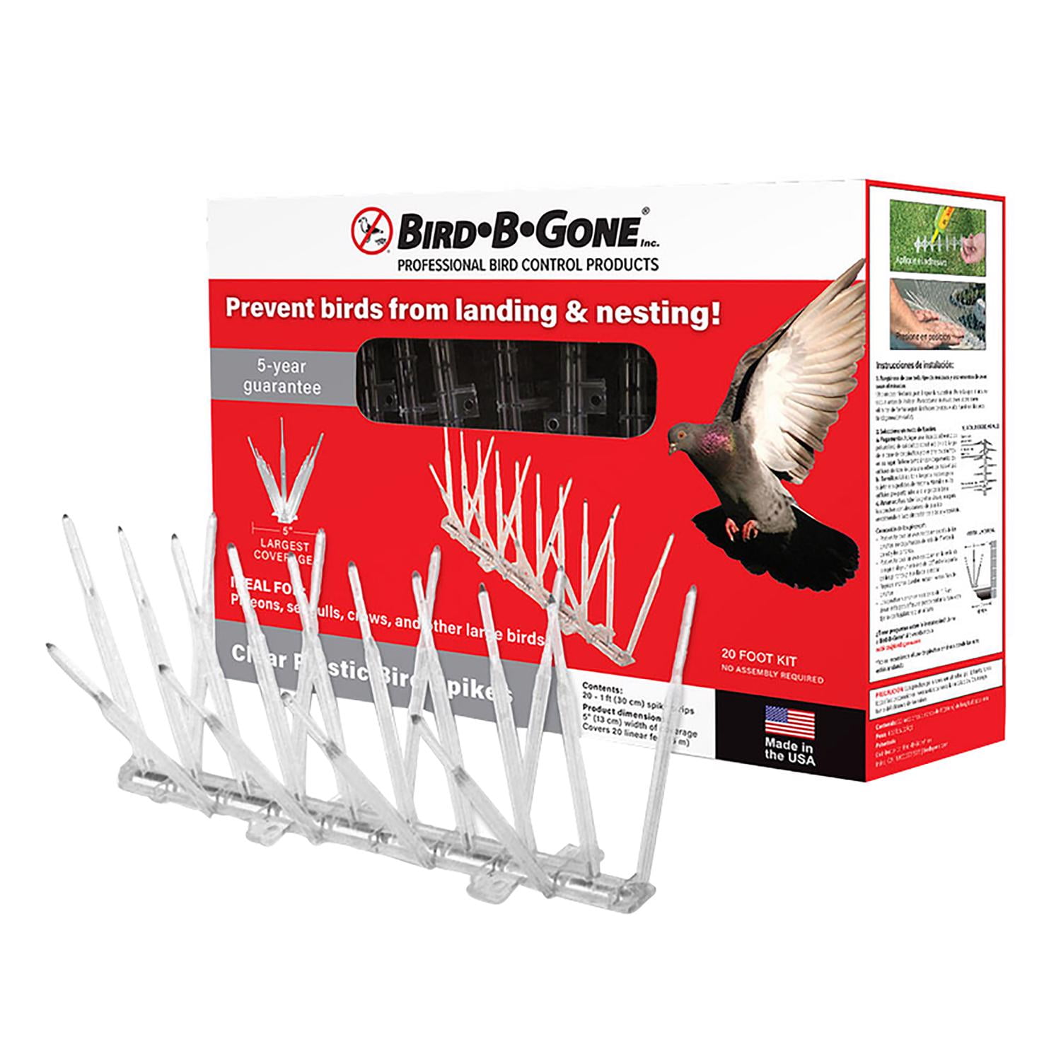 Bird-B-Gone Bird Repelling Spikes Kit For Large Birds, 20 - 1' Clear ...