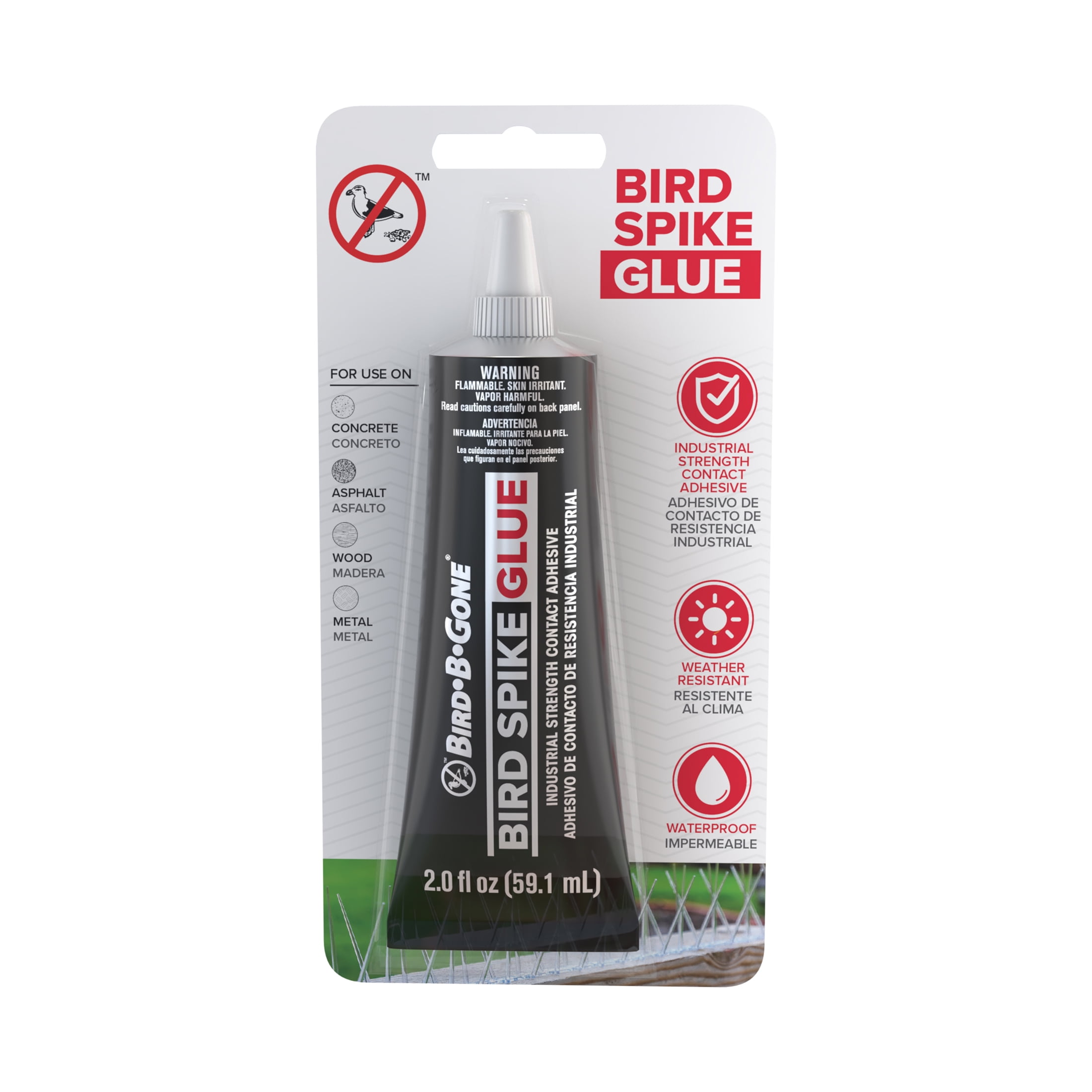 Bird B Gone Bird Spike Glue (2oz) Clear Industrial Strength, Multi ...