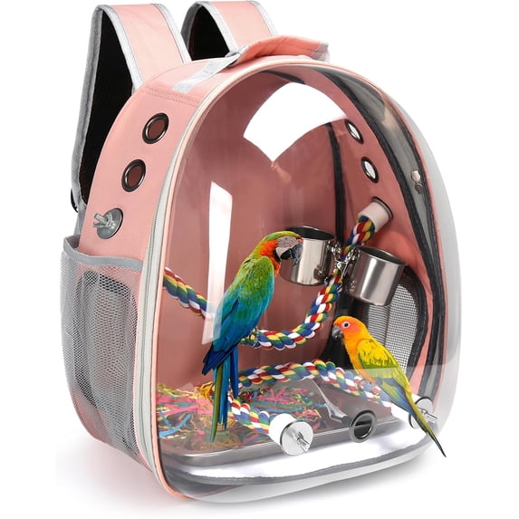 Bird Backpack Carrier, Travel Bird Cage for Small Medium Size Parrot ...