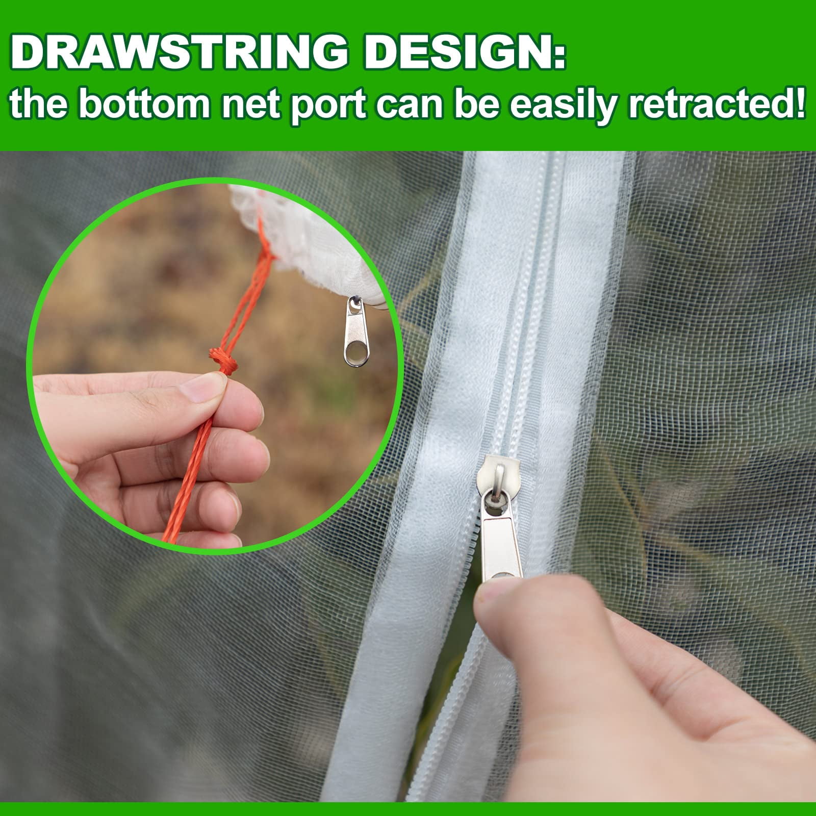Bird Barrier Netting Mesh, Garden Plant Covers with Zipper and Drawcord ...