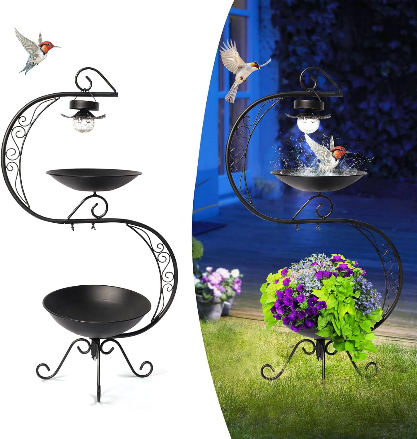 Bird Bath - Bird Baths for Outdoors - 36" Vintage Outdoor Garden Metal ...