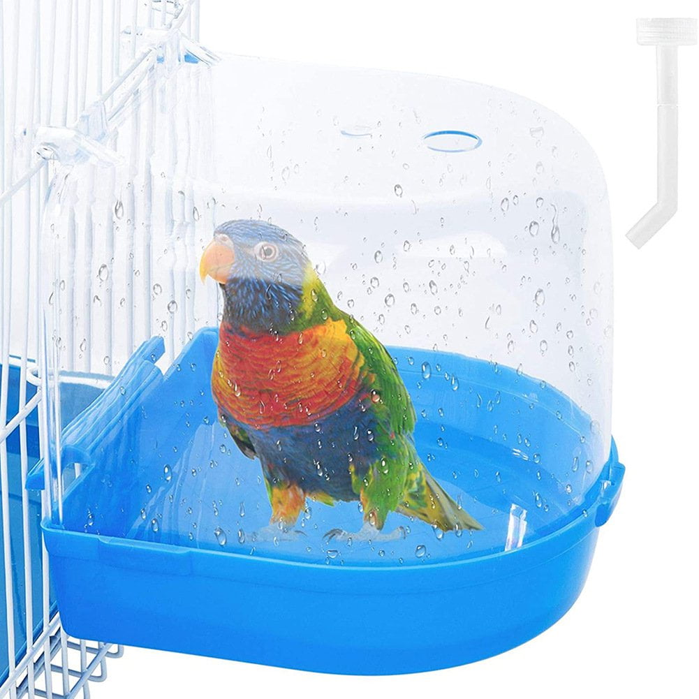 Bird Bath Box for Cage Parakeet Bath Tub Parrot Hanging Bathtub Cube No ...