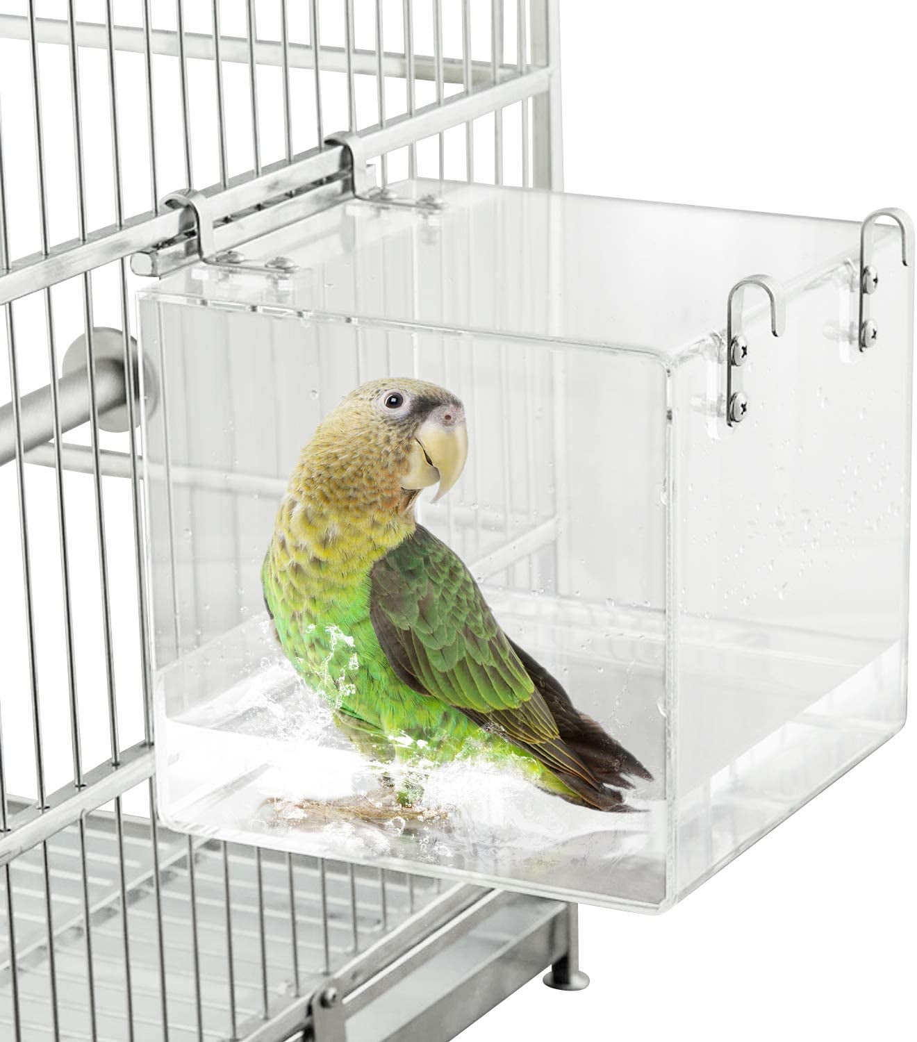 Bird Bath for Cage No-Leakage 6.4inch x 6.4inch Acrylic Clear Bird ...