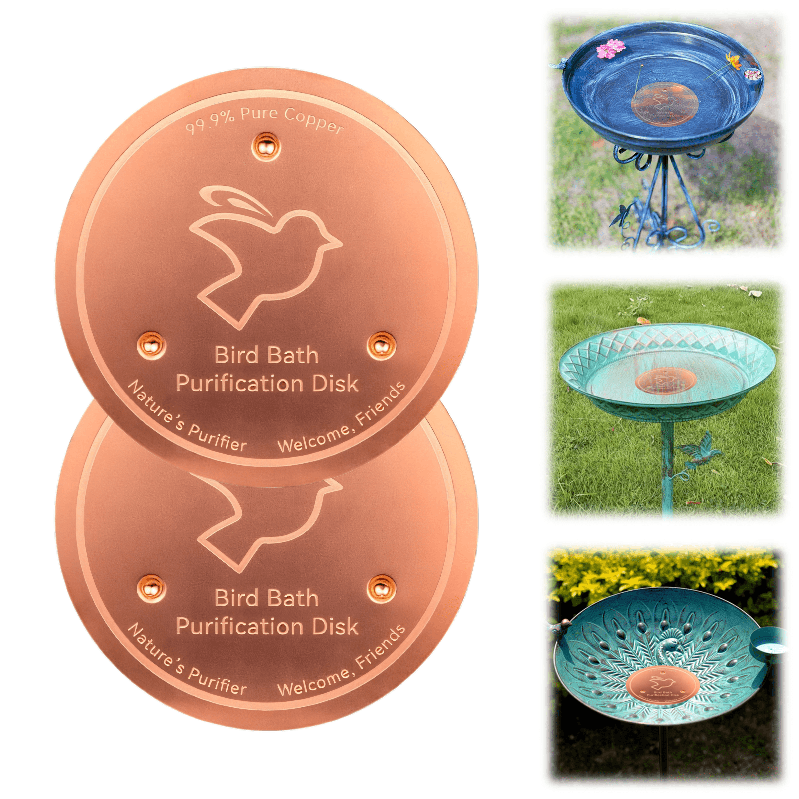 Bird Bath Copper Disk 0.6mm Reinforced Copper Cleaning Disk with Triple ...