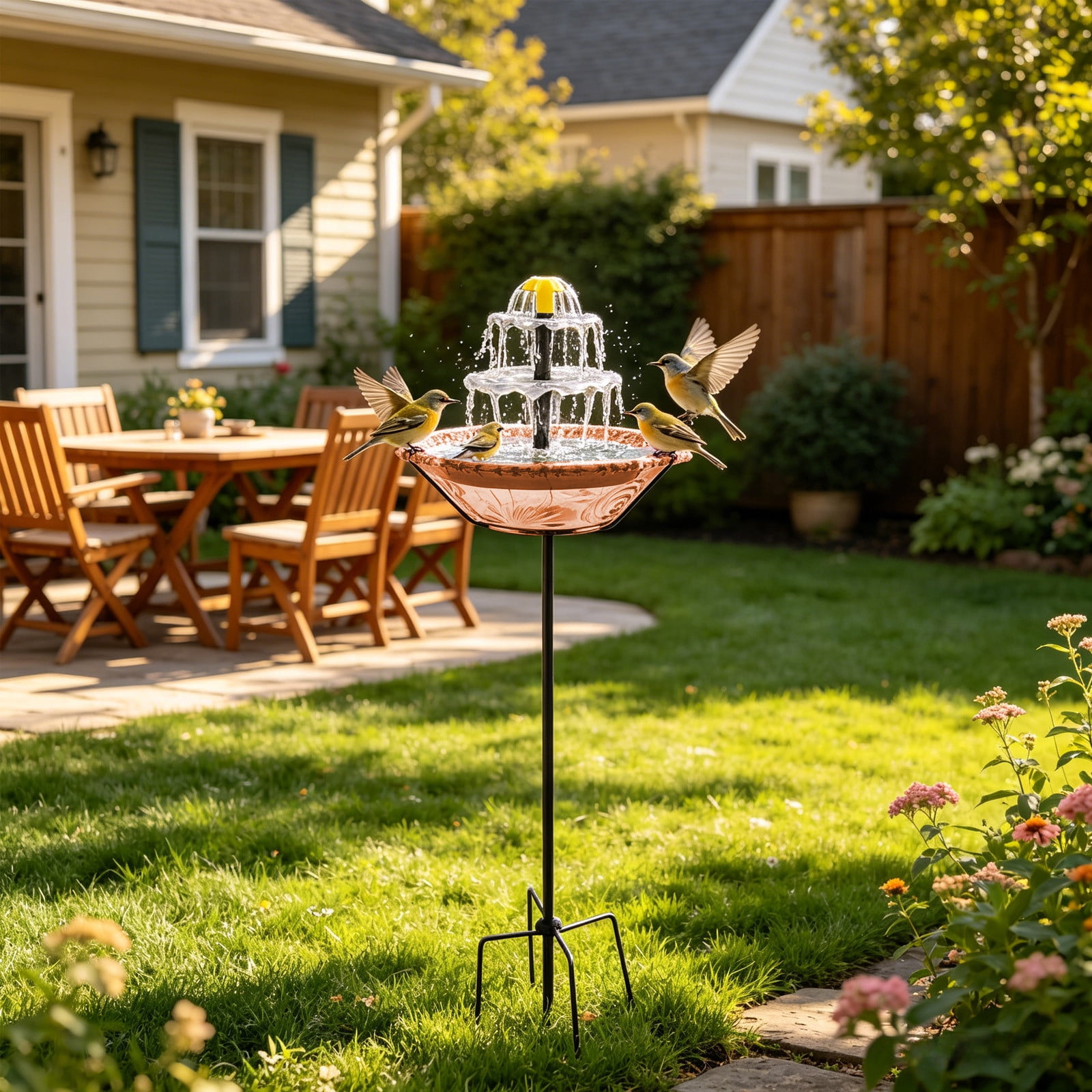 Bird Bath Fountains Solar Power,32inch Long Bird Feeders for Outdoors ...