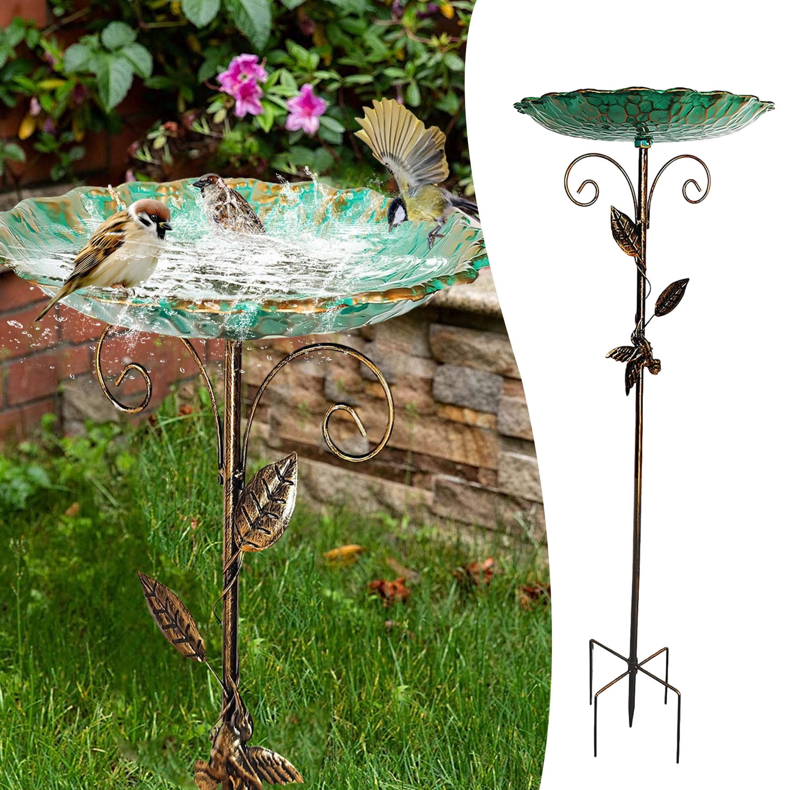 Bird Bath for Garden,Metal Bird Bath,Standing Garden Decoration,77 cm ...