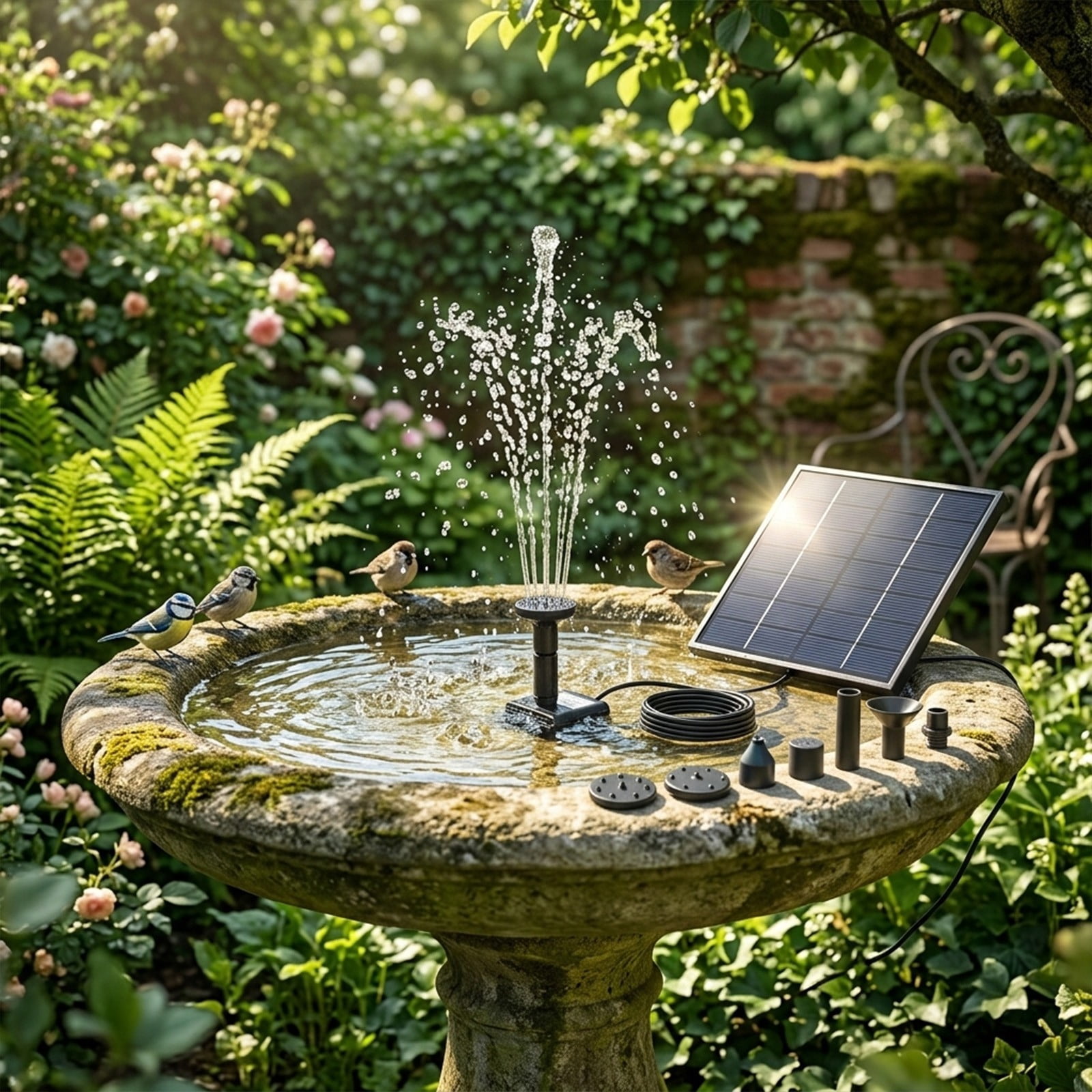 Bird Bath Home Gardening Decor DIY Solar Water Pump Kit Solar Powered ...