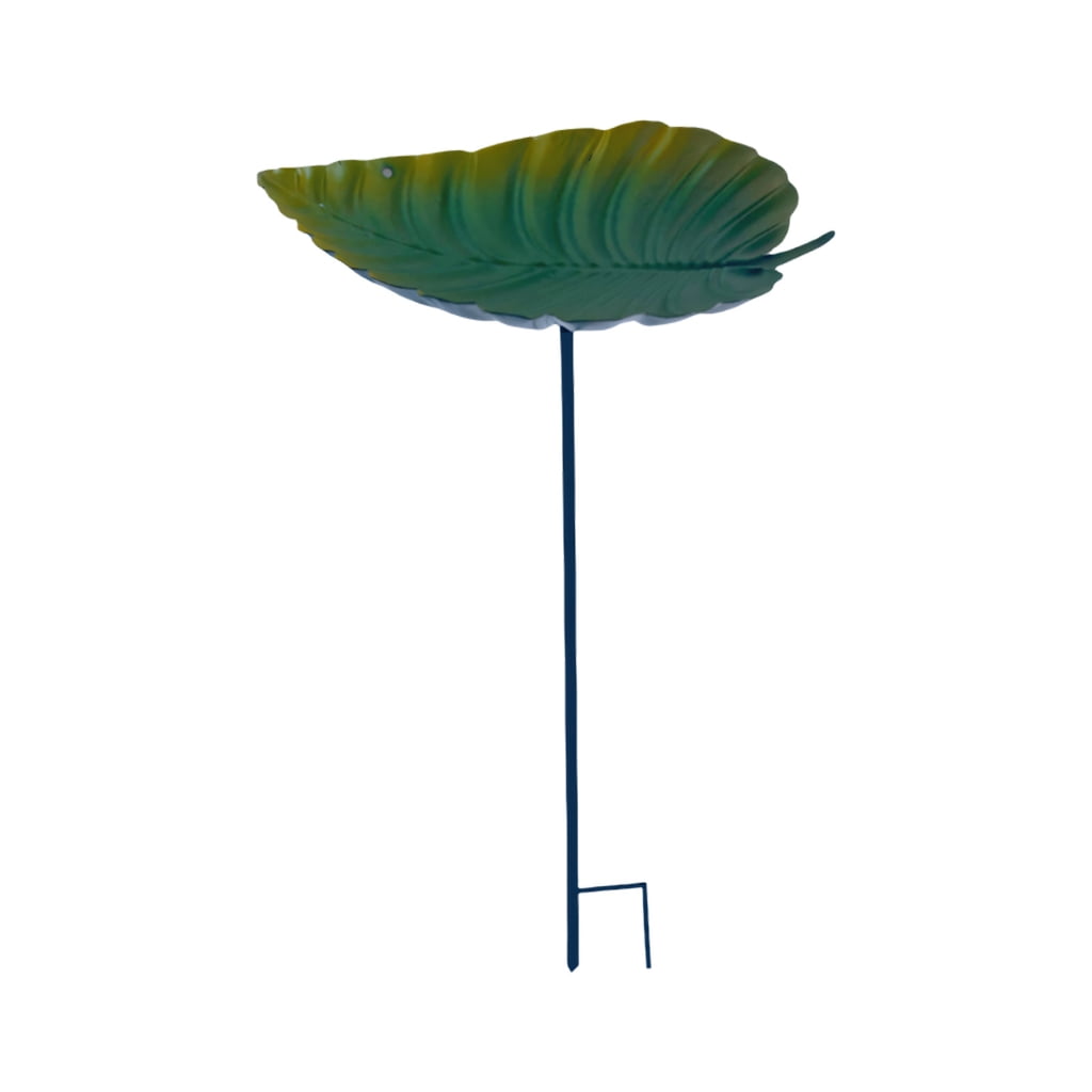 Bird Bath Leaf Shape Iron Tray Bird Feeder Heavy Duty Standing Birdbath ...