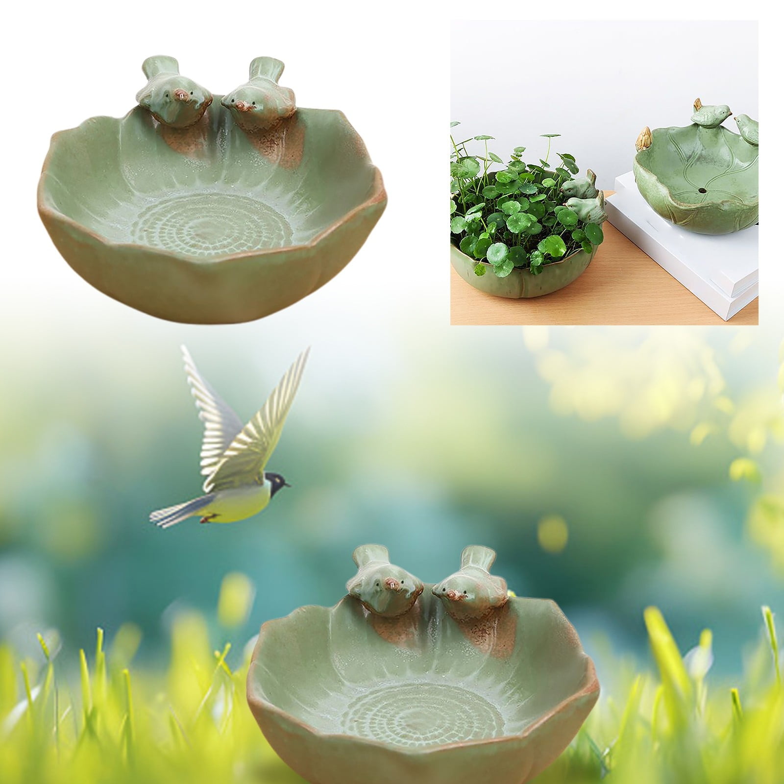 Bird Bath For Outside On Ground Ceramic Birds Bath Bowl Handmade Ground ...