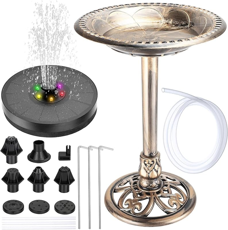 Bird Bath for The Garden Bird Bath Bowl with Solar Water Fountain Pump ...