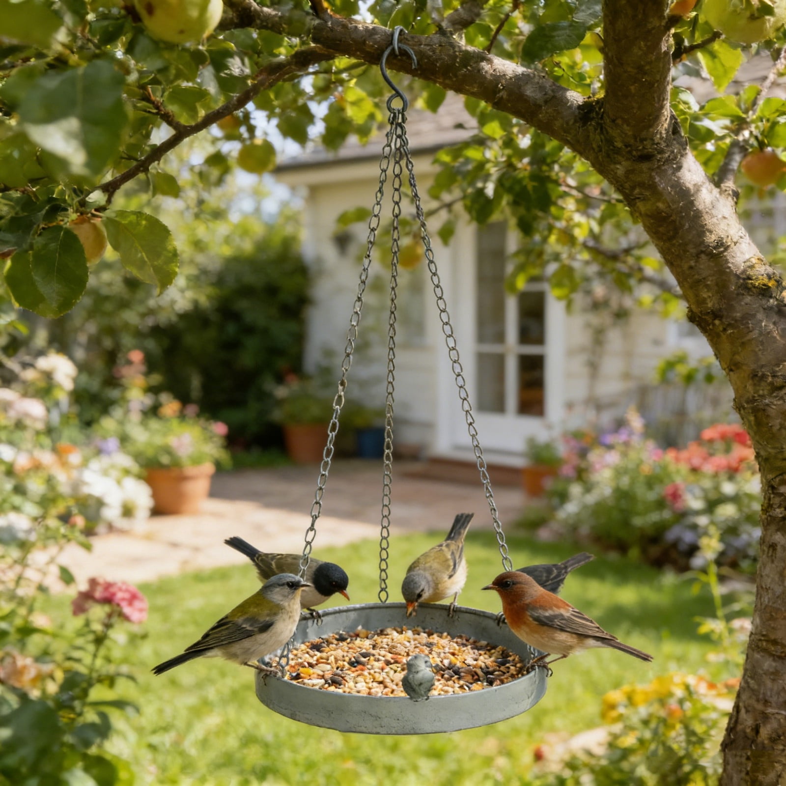 Bird Bath Tray Hanging Outdoor Garden Bird Feeder, 25cm Detachable Bird ...