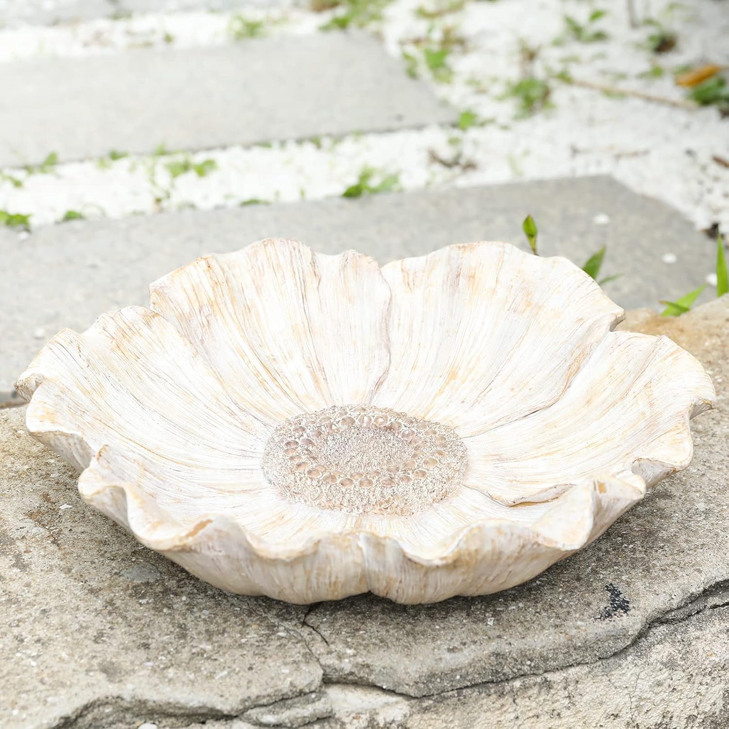 Bird Baths for Outdoors, Antique Outdoor Garden Bird Bath Resin Flower ...