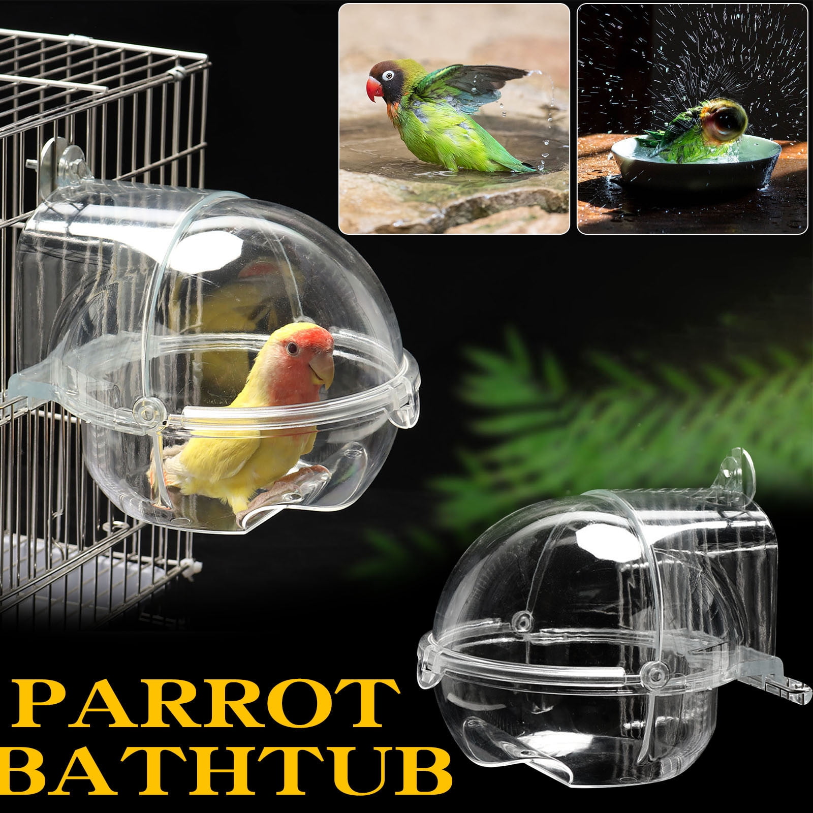 Bird Bathtub for Small Pets | Transparent Plastic Bath Box | Starling Finch Canary Avian Bath ...