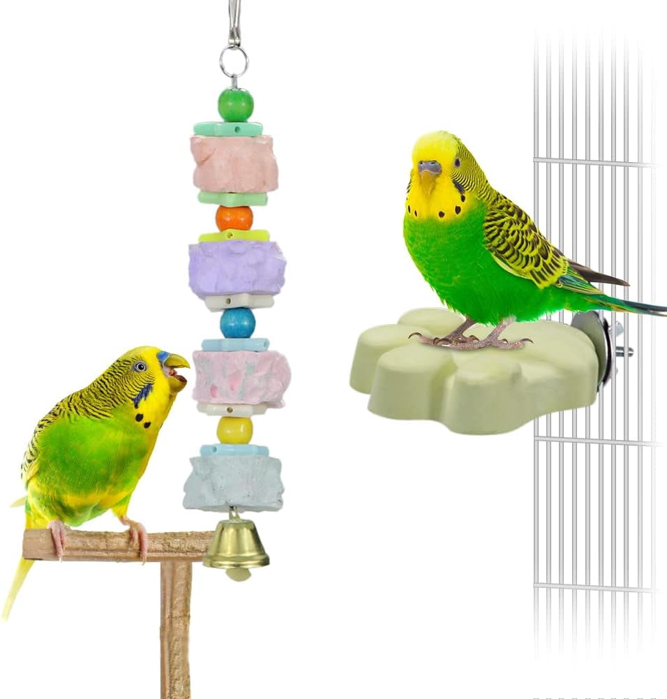 Bird Beak Trim Colorful Calcium Stone Parrot Pet Chew Long String Cage ...