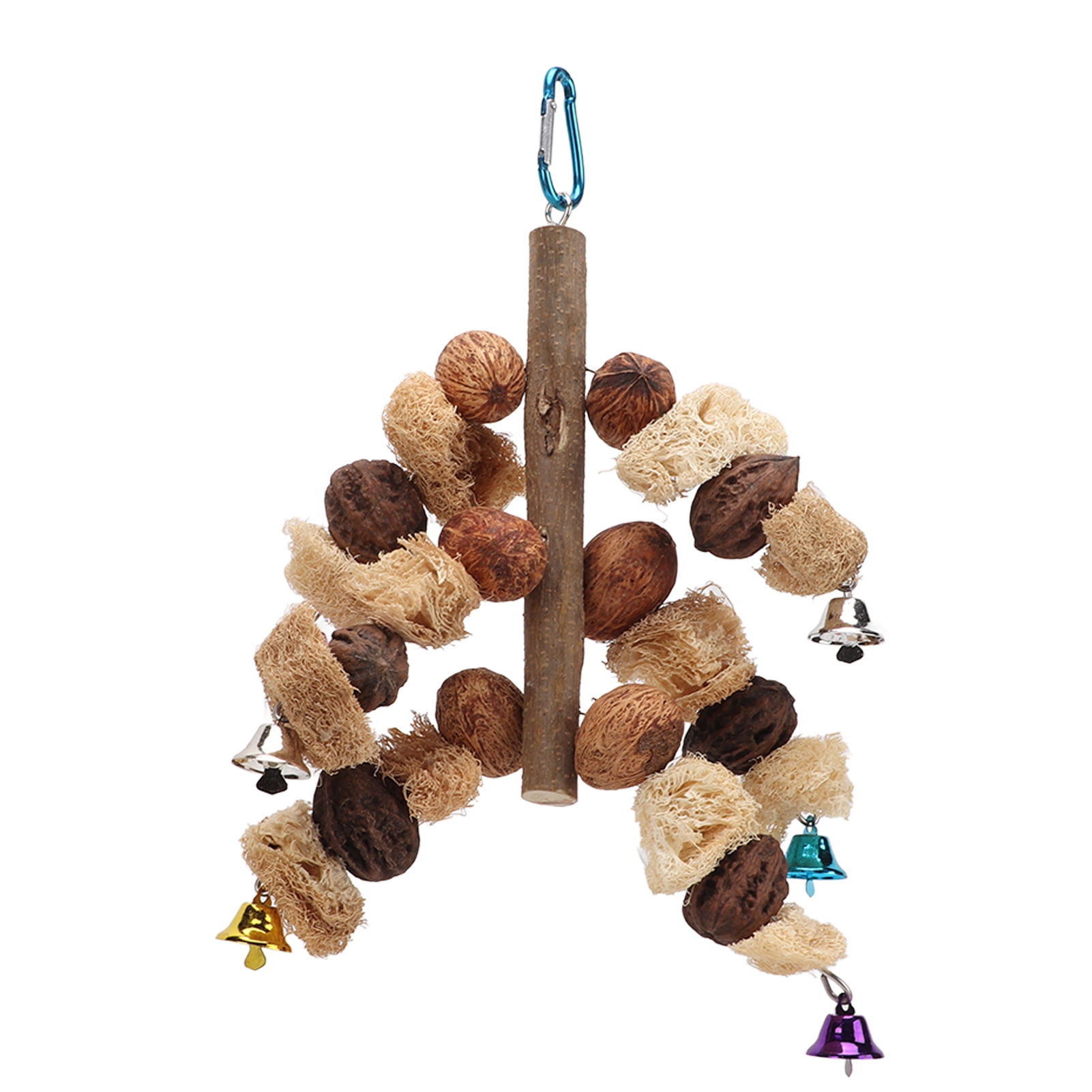 Bird Bite Toy Combo - Parrot Nut Loofah String with Bell Cage Hanging ...