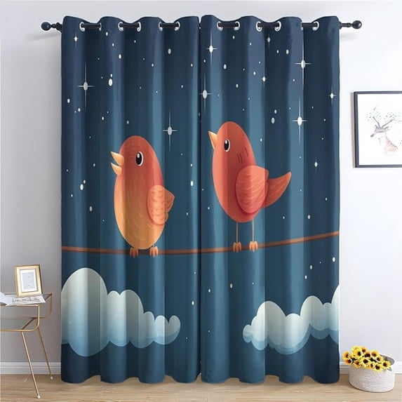 Bird Blackout Curtains For Living Room Bedroom, Thermal Insulated Room ...