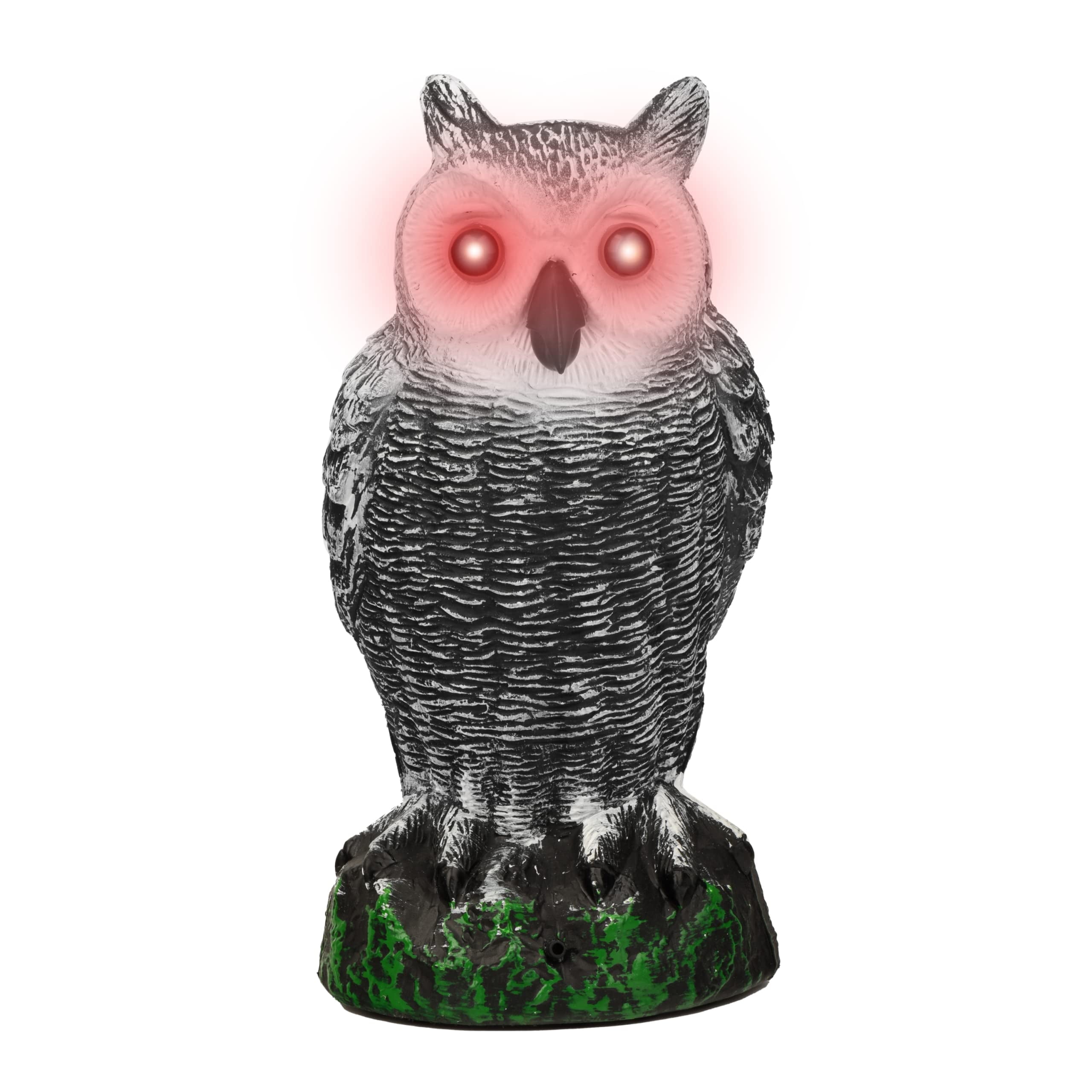 Bird Blinder Horned Fake Owl with Flashing Eyes, Frightening Sound and ...