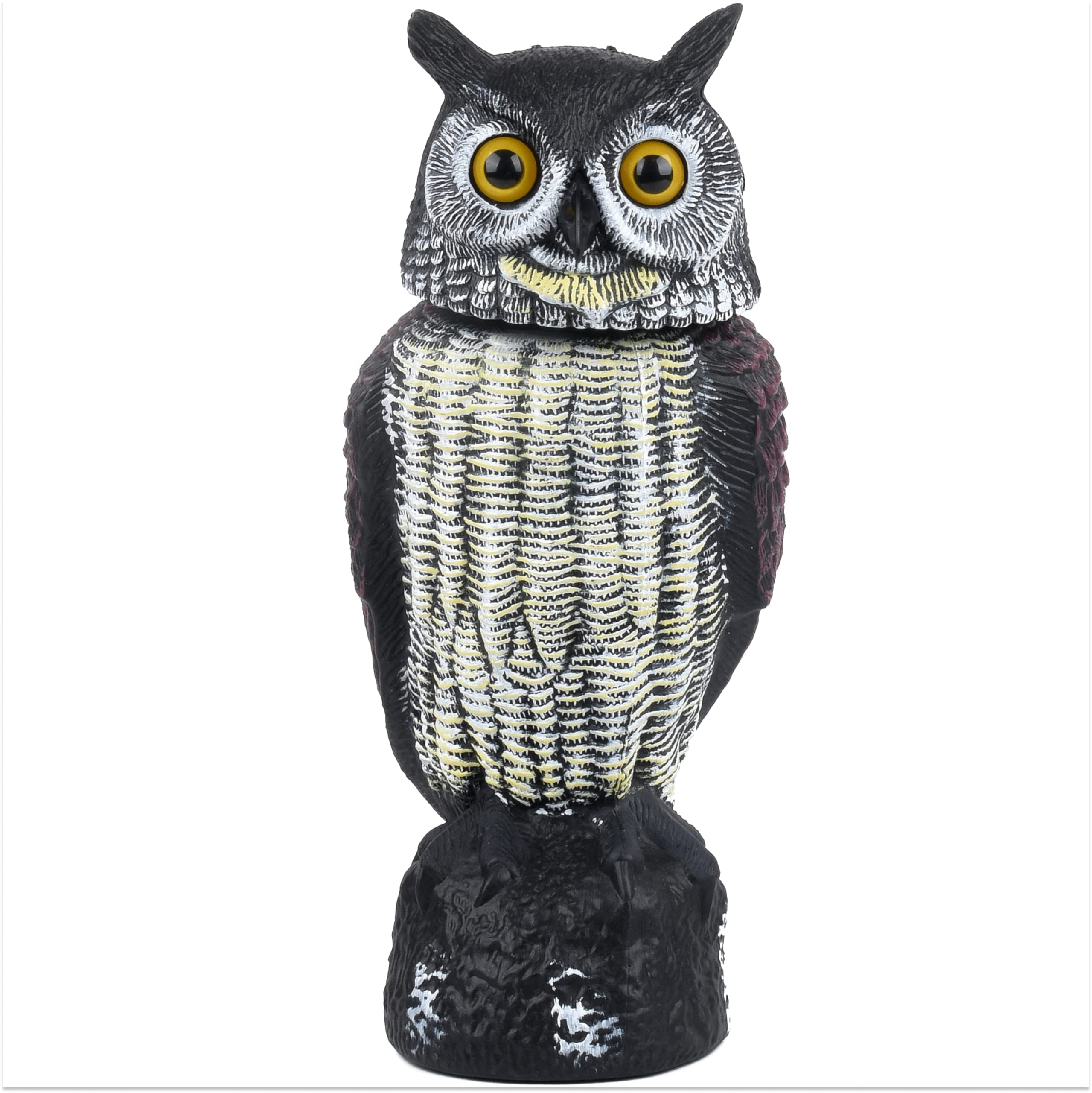 Bird Blinder Rotating Head Owl Decoy - Large Horned Fake Owl to Keep ...