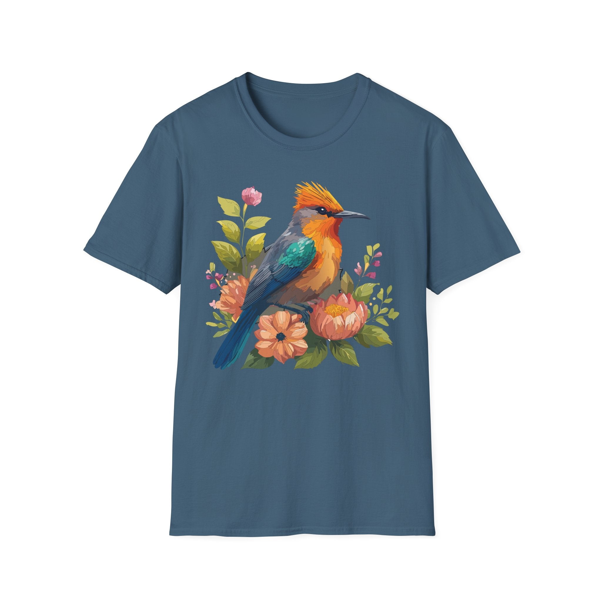 Bird Blossoms Tee Colorful Floral Bee-eater Illustration T-Shirt Unisex ...
