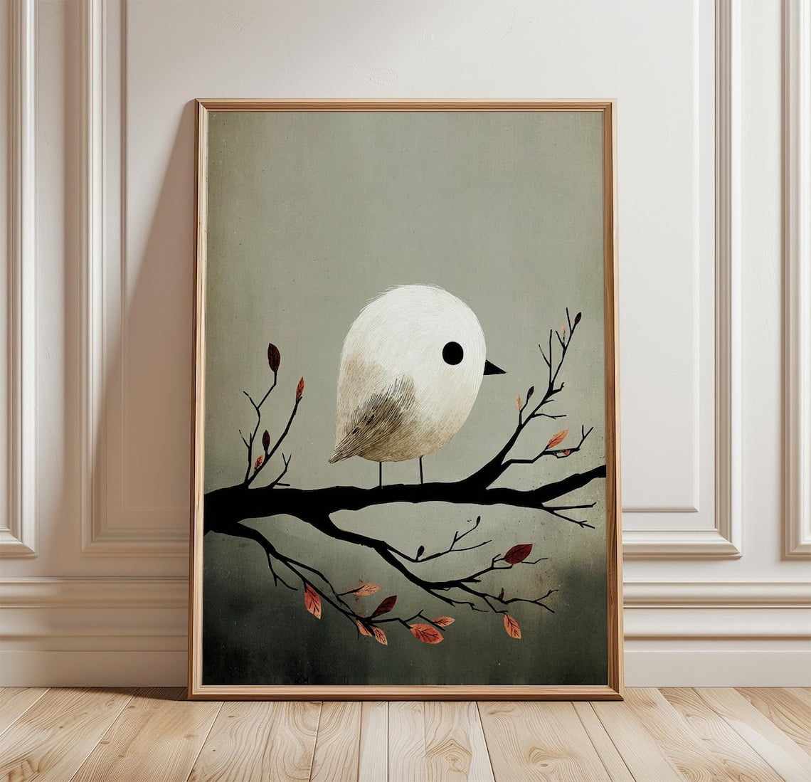 Bird Branch Minimal Nature Scandinavian Wildlife Neutral Home Decor ...