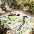 Bird Branch Outdoor Rug, Watercolor Animal Green Leaves Landscape Non ...