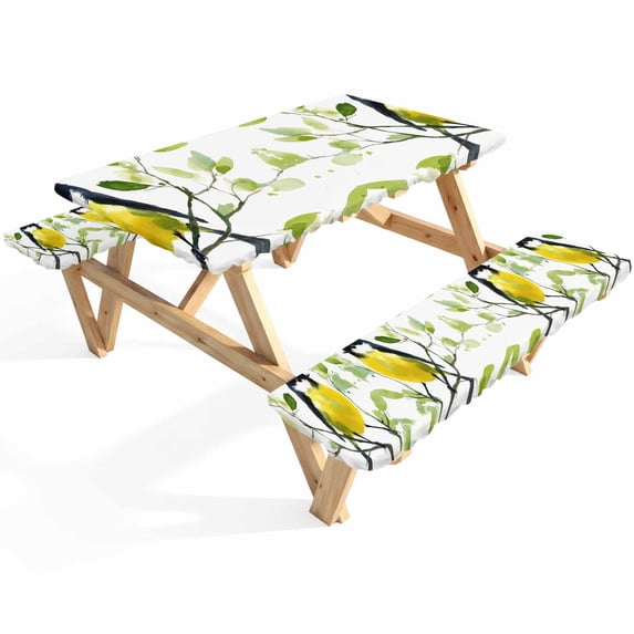 Bird Branch Picnic Table Cover with Bench Covers Watercolor Animal ...