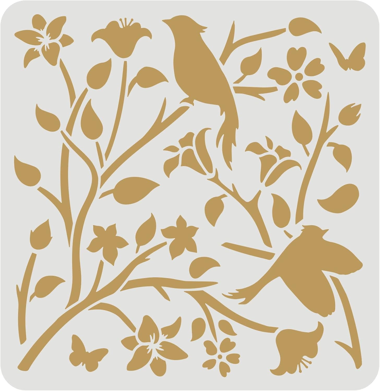 Bird on Branch Stencil for Painting 30x30cm Reusable Birds Tree ...