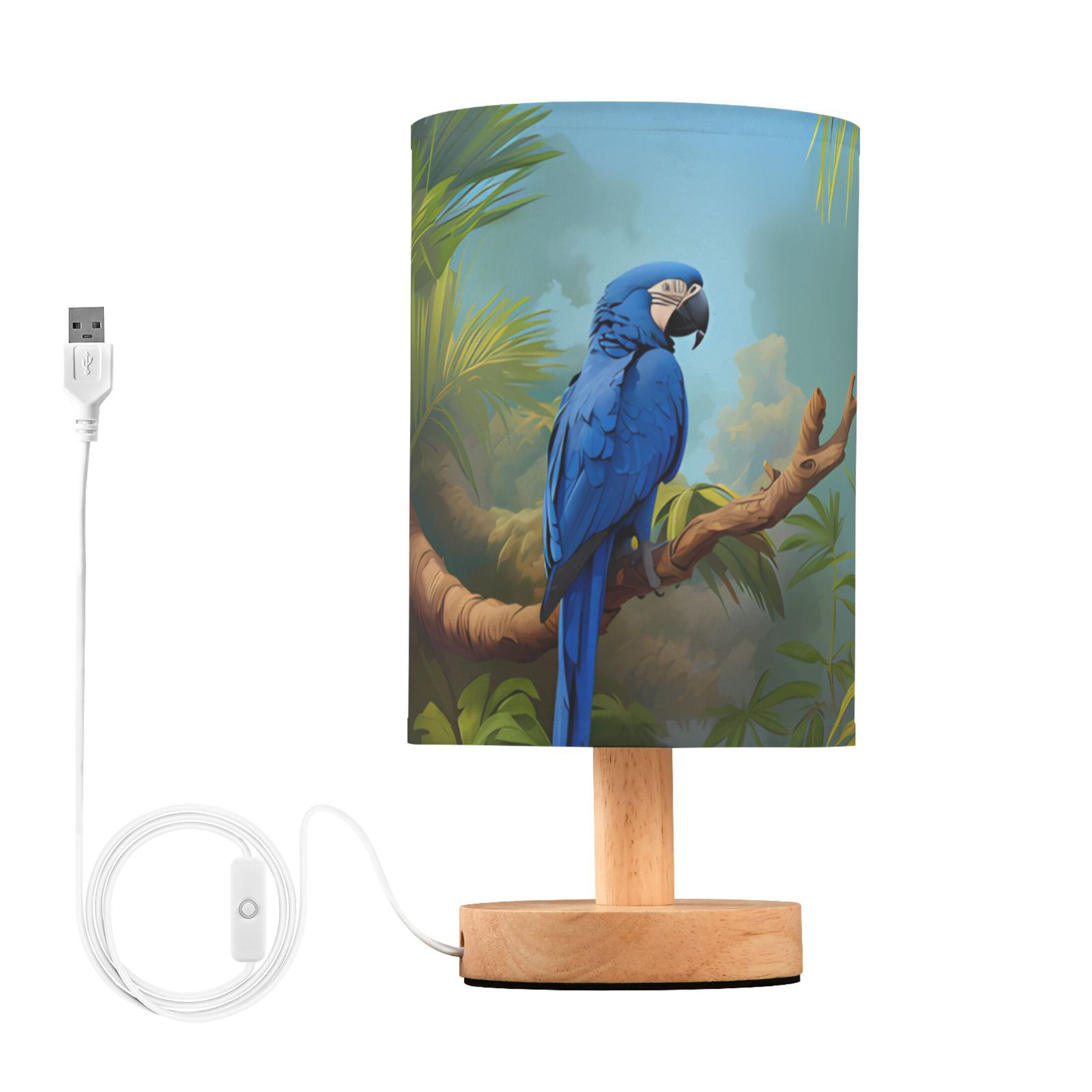 Bird in Branch Trees Forest Table Lamp USB Bedside Desk Nightstand Lamp ...
