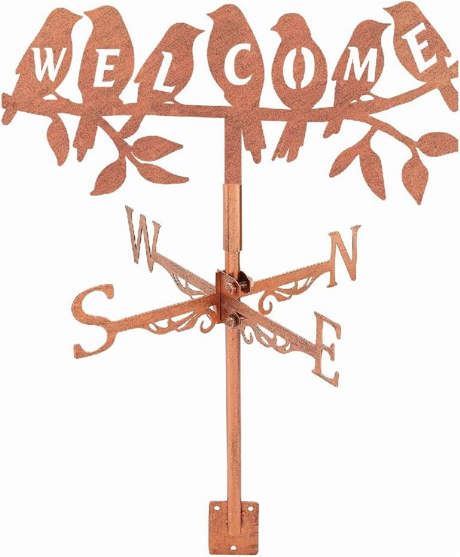 Bird Branch Weathervane Welcome Metal Weather Vane Red Copper Wind ...