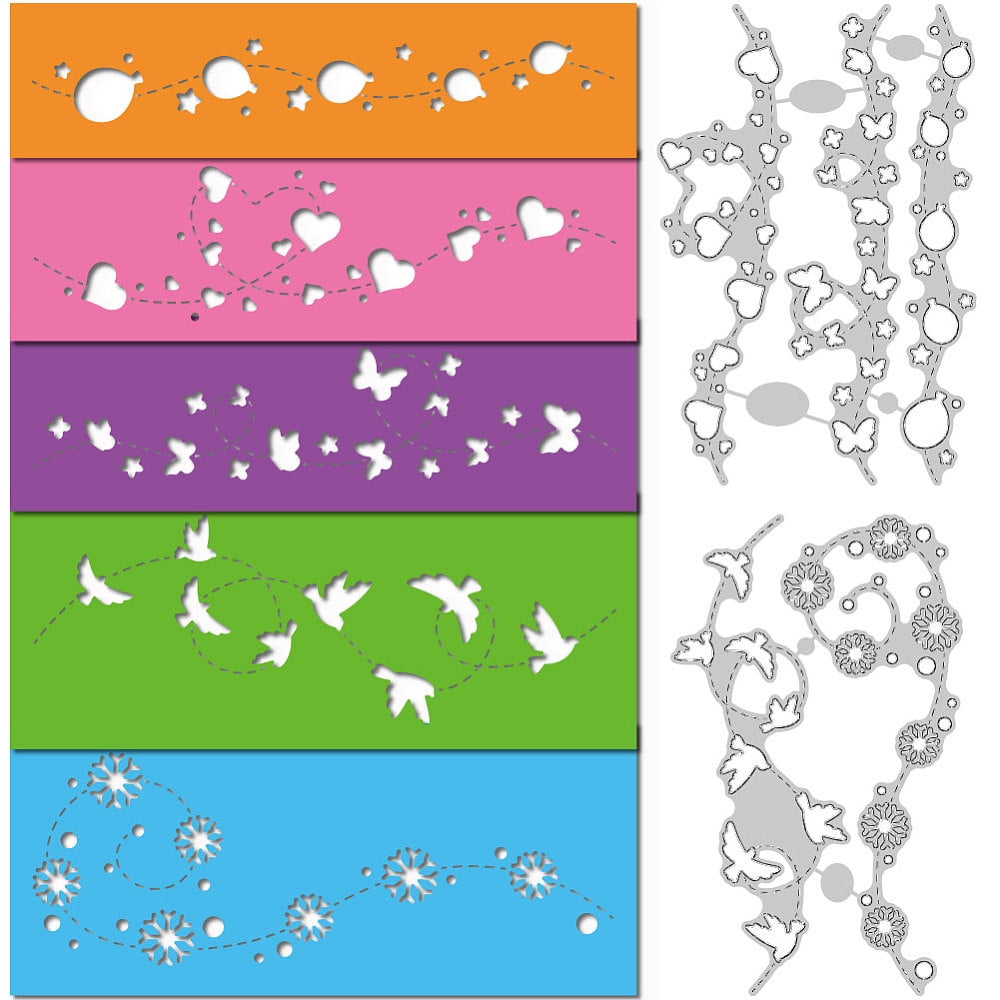 Bird Butterfly String Cutting Dies Heart Balloon Snowflake String Card ...