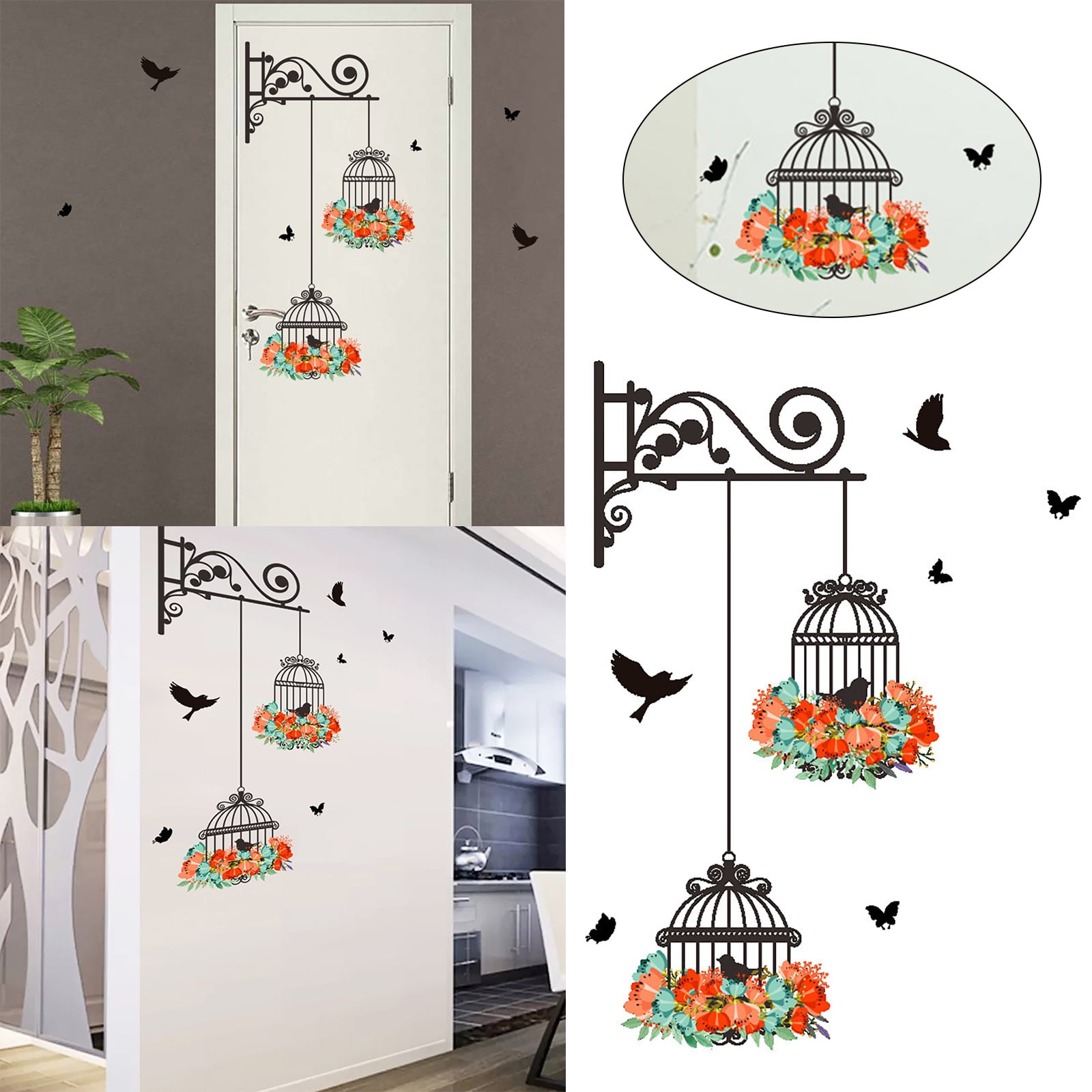 Bird Cage Decoration Sticker Large TV Background Wall Sticker Shopping ...