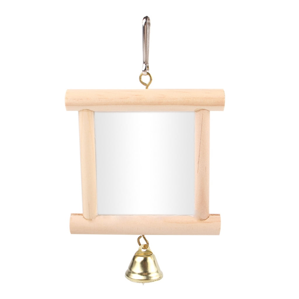 Bird Cage Mirror with Small Bells Toy Reflective Bird Interactive ...