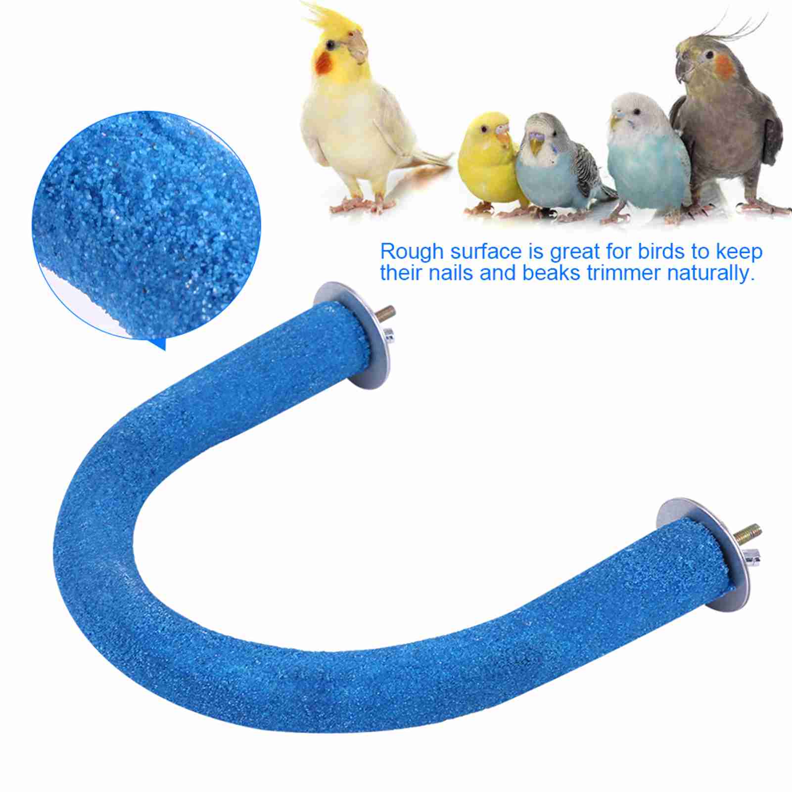 Bird Cage Perch Stand, Quartz Sand Wood, Relieves Boredom Encourages ...