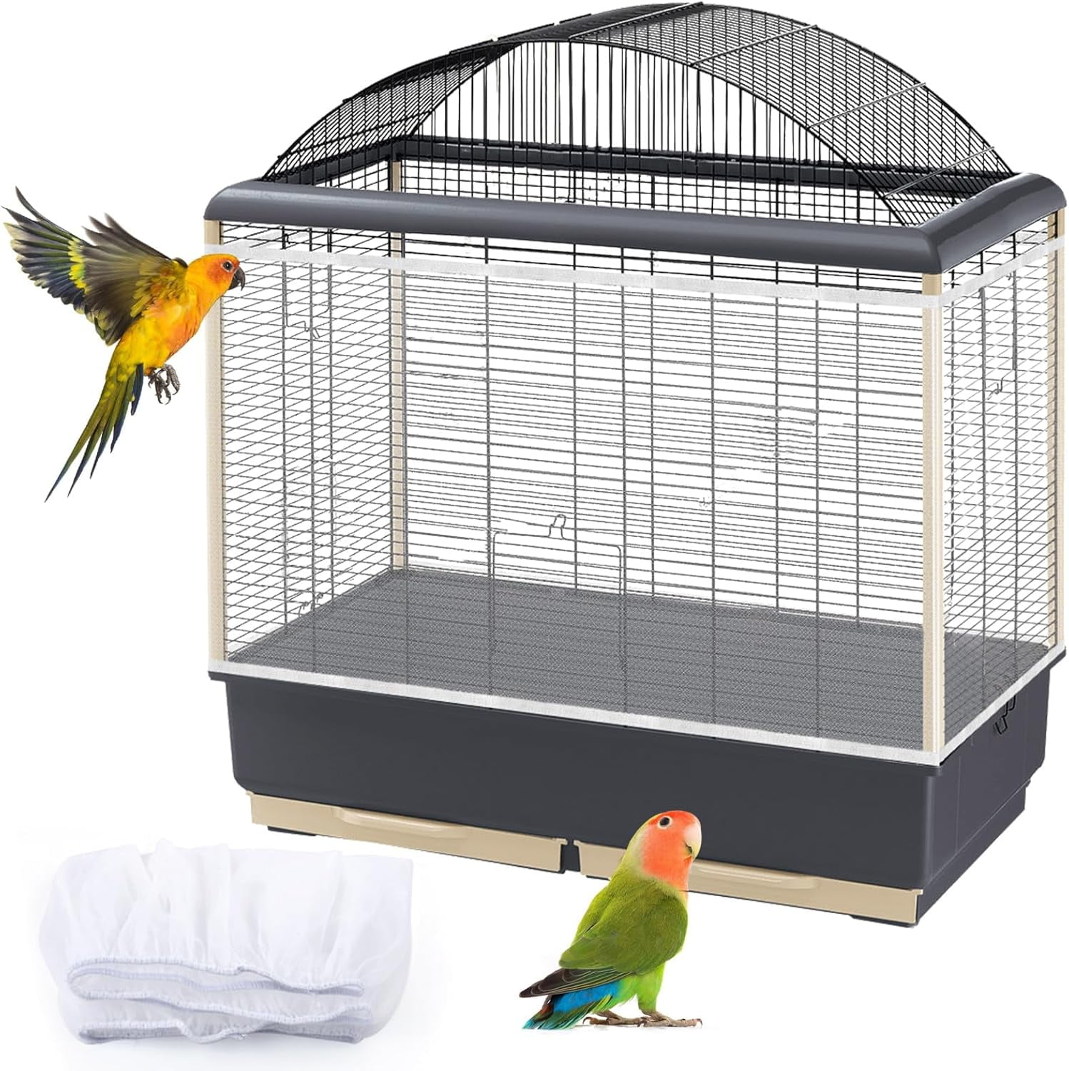 Bird Cage Seed Catcher, 90-118‘’ Universal Birdcage Net Nylon ...