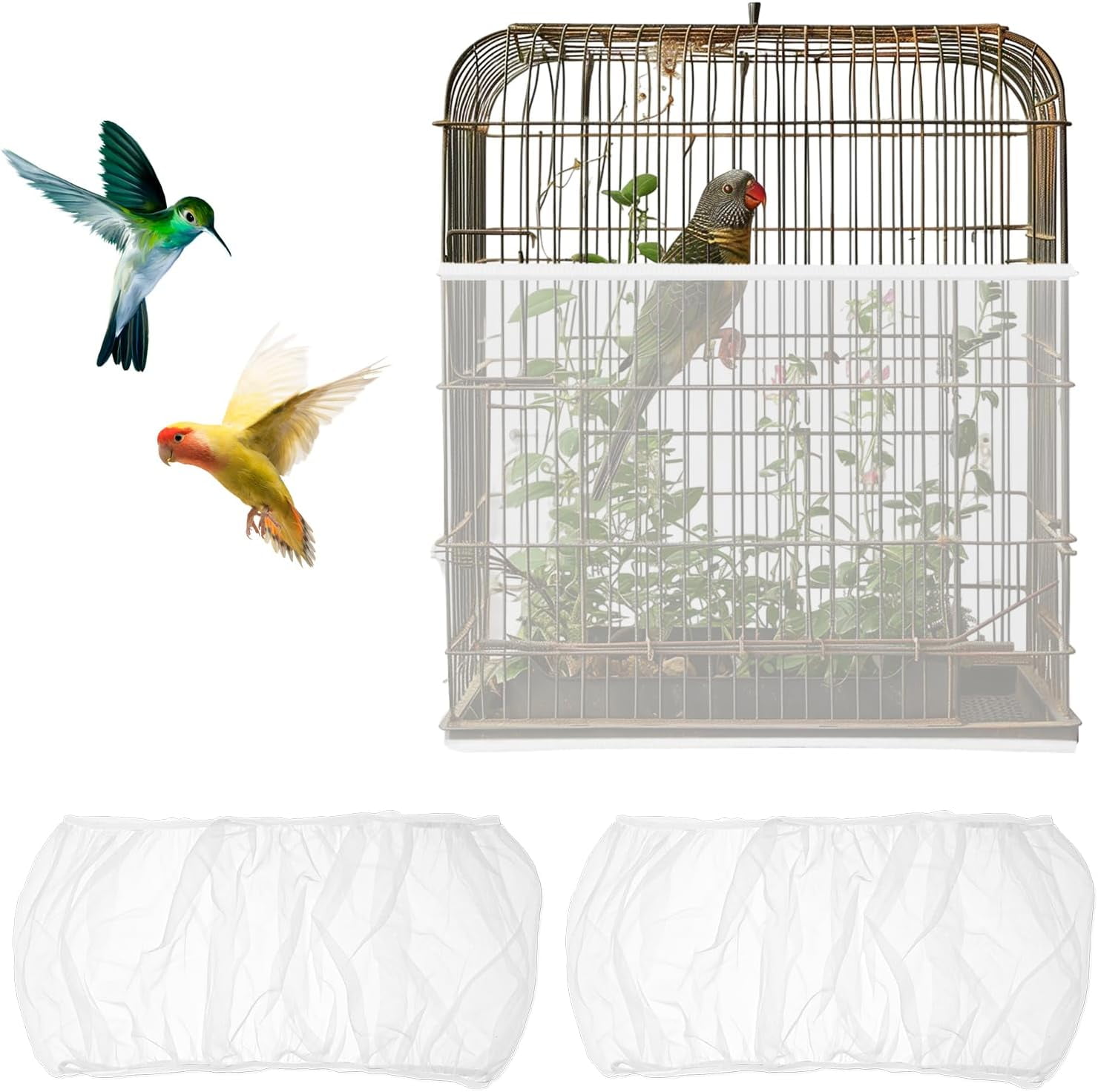 Bird Cage Seed Catcher White Bird Cage Net Cover Adjustable Bird Cage ...
