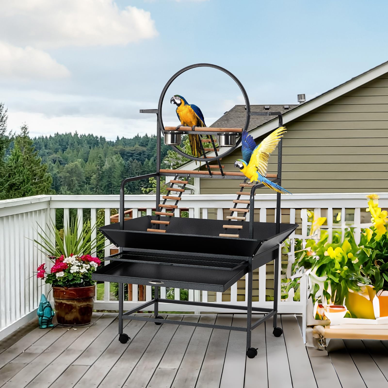 Bird Cage,Standing Flight Bird Cage With Rolling Stand And Slide Out ...