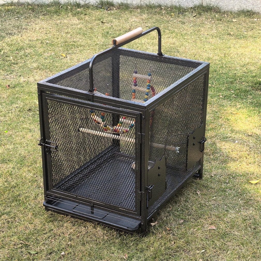 Bird Cage Sturdy Metal Travel Carrier with Perch Feeder Toys for ...