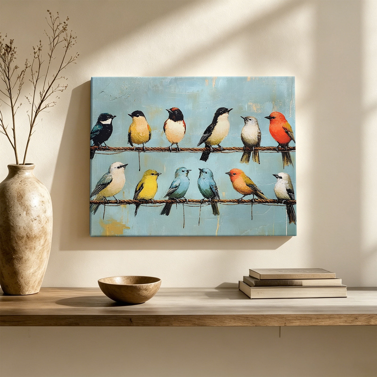 Bird Canvas Wall Art, Abstract Birds Wall Art Prints Artwork Framed ...
