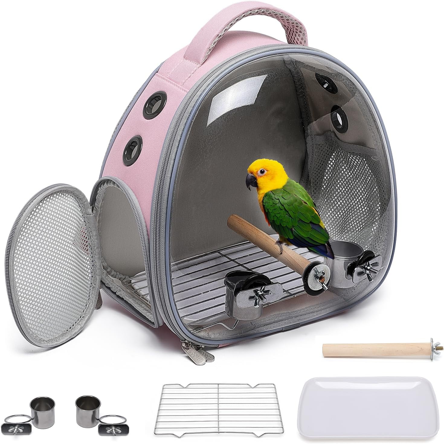 Bird Carrier Cage, Pet Travel Carrier Backpack with Standing Perch ...