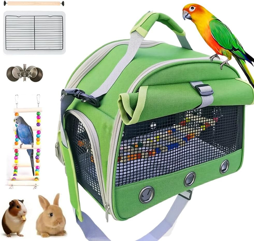 Bird Carrier Travel Cage with Perch, Food Bowl,Pet Backpack,Parrot ...