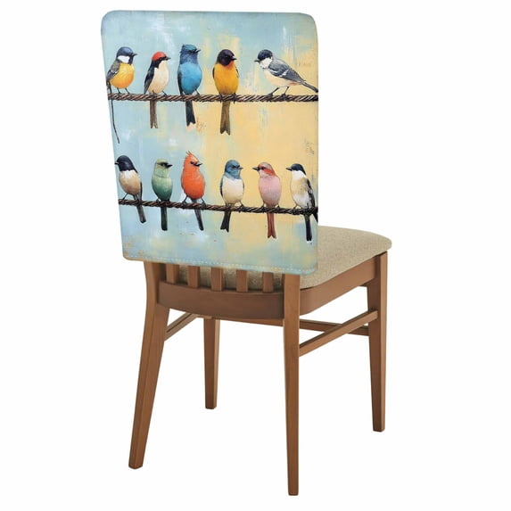 Bird Chair Back Covers Set of 8 Colorful Animal Removable Dining Chair ...