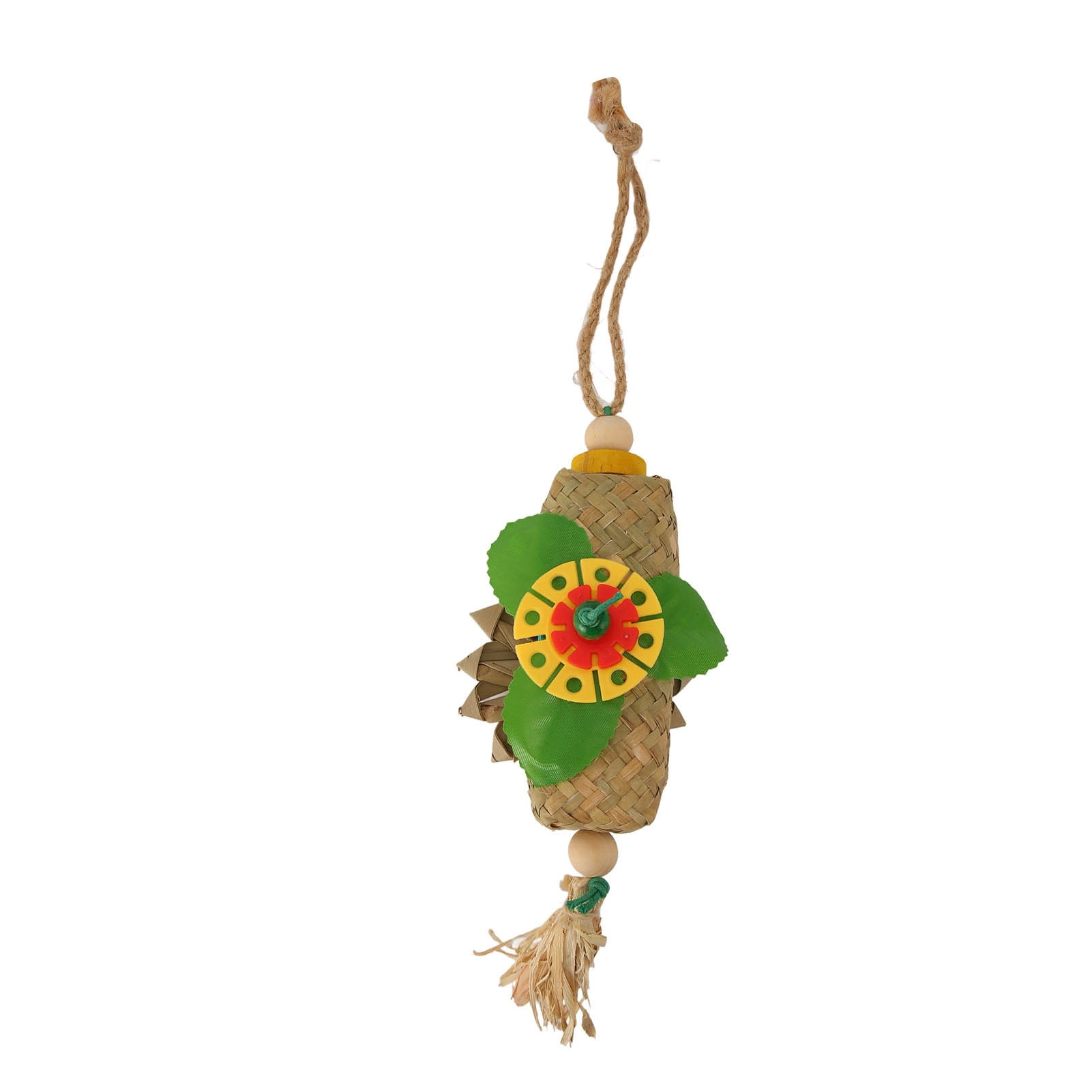 Bird Chew Toy Colorful Boredom Relief Palm Leaf Weaving Parrot Bite Toy ...