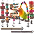 Bird Chew Toys, 7 Packs Natural Wood Parakeet Toys, Bird Perch Stand ...