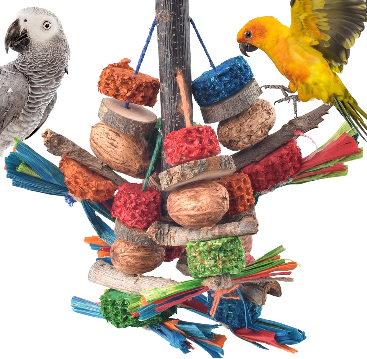 Bird Chew Toys, Natural Bark Corncob Nuts Parrot Toys and Treats for ...