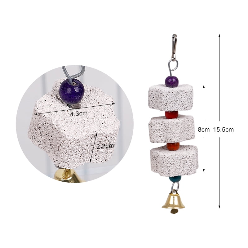 Bird Chewing Toy Parrot Beak Grinding Calcium Stone with Bells Bird ...